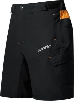 Santic Hommes Pantalons Courts Pantalons de Sport Shorts dété Hommes avec Poches Noir XL