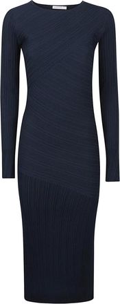 Patrizia Pepe Femme, Robes, Bleu, Taille: 38 FR Robe Midi en Maille avec Lignes Sculpturales