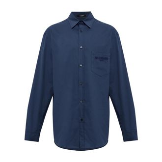 Balmain Paris Logo Shirt - - Shirts - Herren - Blau - 3XL