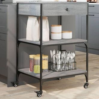vidaXL K&uuml;chenwagen Grau Sonoma 60x48x89,5 cm Holzwerkstoff - Vidaxl