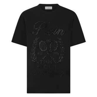 Philipp Plein Rundhals-T-Shirt Tennis Society - - Tops - Herren - Schwarzk - 2XL