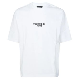 Dsquared2 T-Shirt Loose Fit Scritta Frontale - - Tops - Herren - Wei&szlig; - L