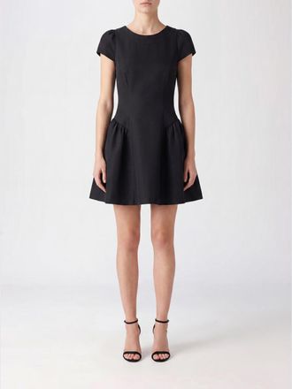 Self Portrait Midi-Cocktailkleid aus schwarzem Cady mit kurzen &Auml;rmeln
