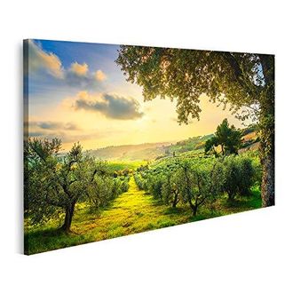Islandburner Tableau Tableaux Panorama de la campagne de la Maremme et des oliviers au coucher du soleil Casale Marittimo Pise Toscane Italie Cadre sur Toile Impre