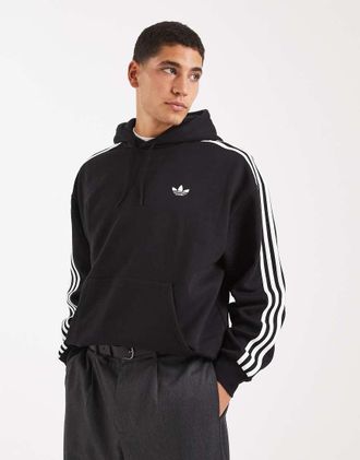 adidas Originals Adicolor Classics - Kapuzenpullover in Schwarz mit 3-Streifen-Design