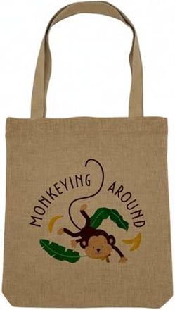 Fabulous Sac Shopping Tote Bag Aspect Lin - Monkey Monkeying Around Drawing Illustration Humor - Sac de Courses Toile Epaisse 360g Beige Naturel Cabas Port&eacute; Ep