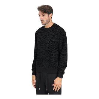 Versace Jeans Couture Homme, Sweatshirts et sweats à capuche, Noir, Taille: L Pull col rond noir Liquify Logomania