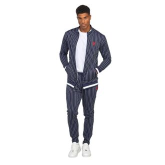 Siksilk Trainingsjacke f&uuml;r Herren, Stehkragen, Athletisch, Raglan lang&auml;rmelig (Marine)