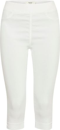 Oxmo OXKEANA Damen Hose Stoffhose Caprihose aus Viskose mit Stretch elastischer Bund Skinny-Fit, Größe:2XL, Farbe:Optical White (110601)