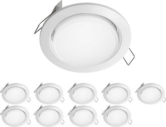 LEDs Com 10 Stück LED Einbaustrahler Zobe flach GX53 weiß rund 3,808W 420lm 107mm Ø Lochkreis 90mm Ø