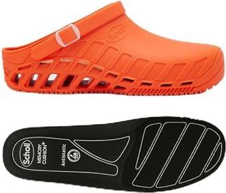 Scholl Clog Evo Orange + Semelles Pro Antistatiques avec Memory Cushion pour Clog Evo - Orange/Noir
