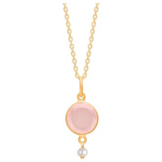 Frk. Lisberg Femme, Accessoires, Jaune, Taille: S Collier pendentif classique avec calc&eacute;doine et perle