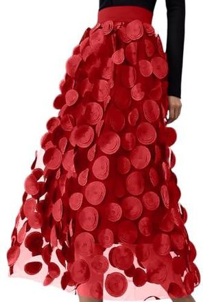 Generic Pliss&eacute;e roulettes Jupe Mini Sexy Elegant Soir&eacute;e Vintage en Tulle Rockabilly Jupe &Eacute;lastique Taille Scintillante Paillettes Jupes Poches Plaqu&eacute;es Confor