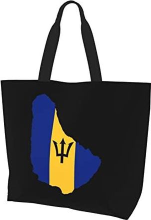 AOOEDM Sac &agrave; provisions r&eacute;utilisable en toile pour femme avec drapeau de la Barbade