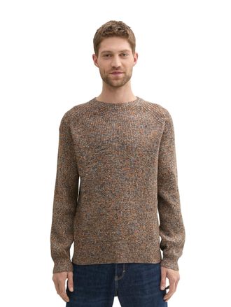 Tom Tailor Herren Strickpullover im Spacedye Look,36114 - orange Blue Multi Spacedye, L