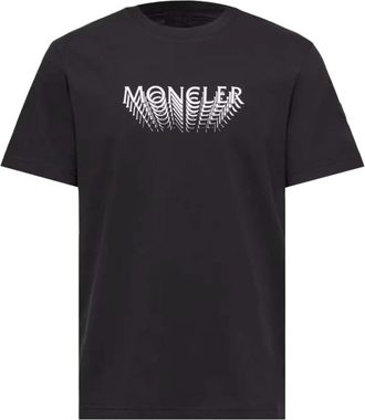 Moncler Kurz&auml;rmeliges Baumwoll-T-Shirt - - Tops - Herren - Schwarzk - XL
