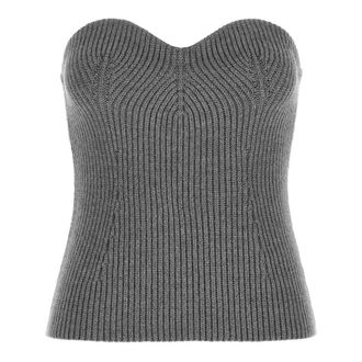 Jil Sander Femme, Tops, Gris, Taille: 44 FR Top bustier &eacute;paules d&eacute;nud&eacute;es