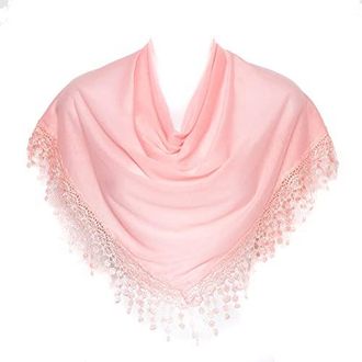 Hat To Socks Foulard Triangulaire avec Bande de Dentelles aux Fuseaux à Franges, pour les Femmes (Rose)