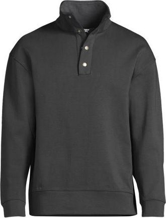 Lands End Jersey-Shirt Super Soft mit Stehkragen, Herren, Gr&ouml;&szlig;e:56-58 regular, Schwarz, Baumwolle/Polyester/Baumwoll-Mischung, by Lands End