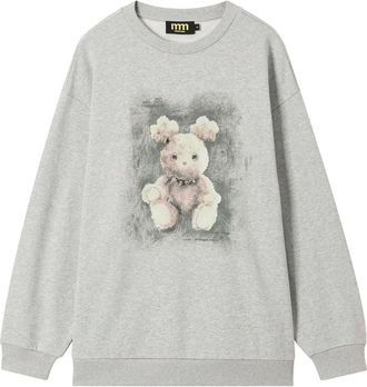 Mini Cream sweat à imprimé ourson - Gris