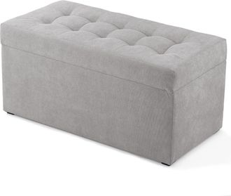 MG Design Polsterhocker 45 x 90 cm Grau mit Stauraum (ca. 100 l), Tragkraft bis zu 300 kg, ohne Montage und leicht zu reinigen, stabil - für Wohnzimmer, Schlafz