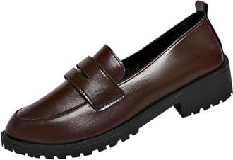 Generic Mocassins habill&eacute;s pour femme - Couleur unie - Style r&eacute;tro britannique - Antid&eacute;rapants - Confortables - Style d&eacute;contract&eacute; - Pour affaires, bureau, loi