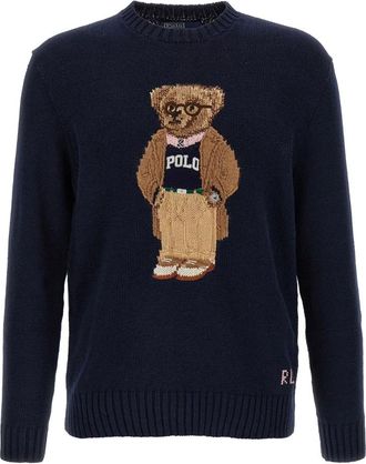 Polo Ralph Lauren Homme, Pulls, Bleu, Taille: XL Pull en Maille de Lin et Coton Mélangés