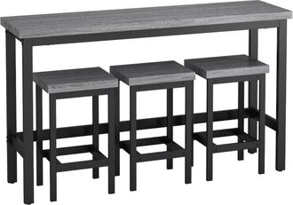 Liberte Ensemble tabourets de bar 148 x 40 x 90cm, avec 3 tabourets, Gris
