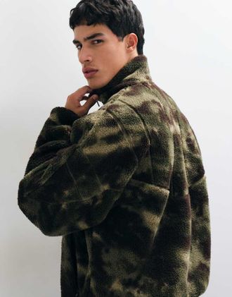 adidas Originals haut de surv&ecirc;tement en polaire camouflage-Vert