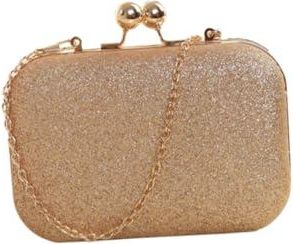 Garneck Sac à Main Chaîne Mini Clip Doré Élégant pour Femme Pochette Soirée Mariage Banquet Sac Bandoulière Petit Féminin