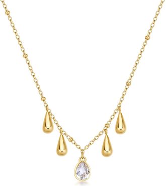 Brosway Perfect Halskette für Damen aus 316L Edelstahl mit 14K-vergoldeter-PVD-Beschichtung mit Tropfen-Anhänger und Zirkonia Länge: 45cm, BPC39