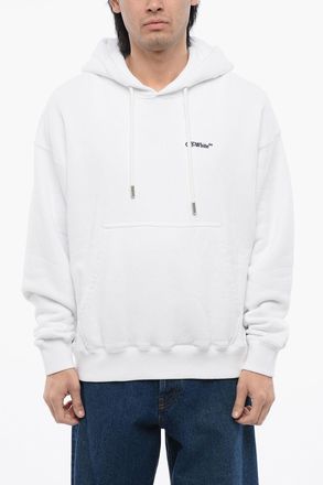 Off-white Brushed Cotton Embroidered Hooded Sweatshirt ARROW Off-White