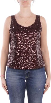 Manila Grace Femme, Tops, Brun, Taille: 44 FR Sequin Tank Top