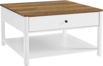 Vasagle Table Basse, Table de Salon, Table dAppoint, 2 Grands Tiroirs, avec Pieds, Grand Espace de Rangement, Style Marin, 80 x 80 x 45 cm, pour
