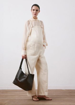 Mango Salopette de grossesse en jean blanc cass&eacute; - Femme - XS - MANGO