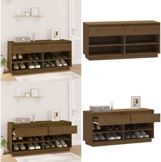 vidaXL Vidaxl - Schuhregal Honigbraun 110x34x52 cm Massivholz Kiefer - Holz Schrank - Schuhschrank - Garderobe - Regal - Wohnzimmer Dekoration - Home &