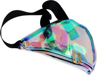 Cabilock Damen Bauchtasche aus Pu Material mit Schillerndem Effekt Verstellbarer Gurt für Sport Reisen Laufen Radfahren Strand und Alltag Praktischer Brustbeut