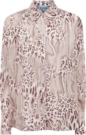 Blugirl Femme, Blouses et Chemises, Brun, Taille: 40 FR Animal Print Silk Shirt