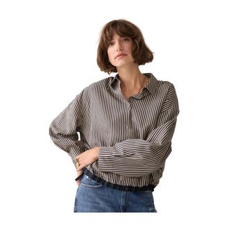 Summum Blouse Boxy Two Tone Stripe Small - Femme - Blouses et Chemises - Bleu - Taille: 44 FR
