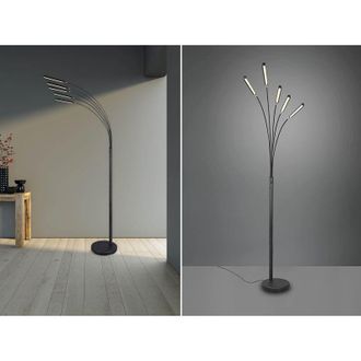 Trio Leuchten Led Stehleuchte reed 5 Arme Metall Schwarz, dimmbar - 195cm hoch
