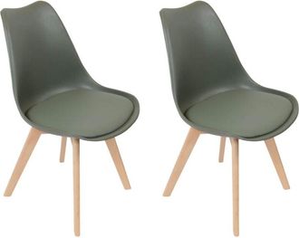 Altobuy Medaline - Lot de 2 Chaises Scandinaves Kaki