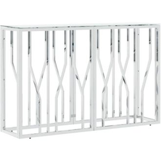 vidaXL Konsolentisch Silbern 110x30x70 cm Edelstahl und Glas Vidaxl