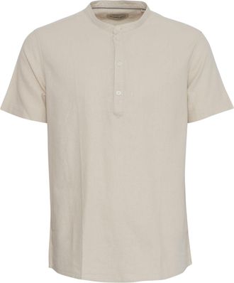 11 Project PROcho Herren Kurzarmhemd Herrenhemd Hemd Halbe Knopfleiste Stehkragen Hochwertige Leinen-Viskose-Qualität, Größe:XL, Farbe:Oatmeal (130401)