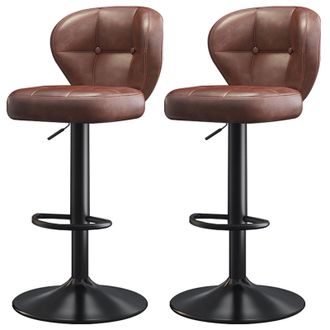 Generic Moderne Barhocker, 2Er-Set, Drehbar, mit R&uuml;ckenlehne, Metallgestell, Gepolstert, f&uuml;r K&uuml;cheninseln, 62-82 cm