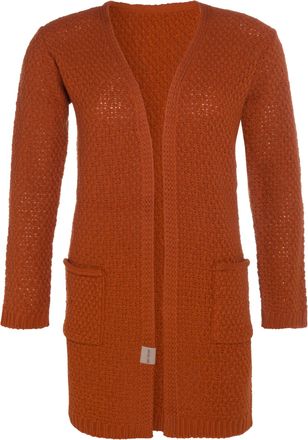 Knit Factory Luna Strickjacke - Mittellange Damen Strickjacken mit Taschen - Cardigan mit Wolle - Grobstrickjacke - Hochwertige Qualit&auml;t - Terra - 36/38