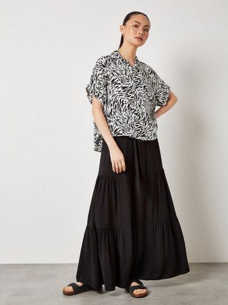 Apricot Klassische Bluse Printed Turn Up Sleeve Shirt mit aufgesetzter Tasche