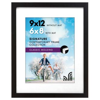 Americanflat 9x12 Picture Frame with Shatter-Resistant Glass - Use as 6x8 Frame with Mat or Display 9x12 Photo Without Mat - Signature Collection - Picture Frames 