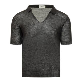 A Paper Kid Knitted Polo - - Tops - Herren - Schwarzk - XS