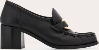 Ferragamo Damen Loafer mit Gancini-Ornament und Absatz Schwarz Gr&ouml;&szlig;e 35.5