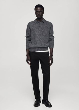 Mango Straight Fit-Baumwollhose mit Kordel schwarz - Herren - 38 - MANGO MAN